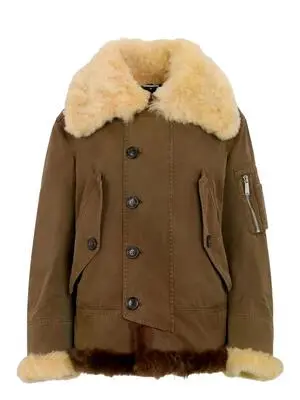 Dsquared2 Utility Faux Fur Trimmed Military Jacket - Brown