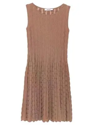 ANTONINO VALENTI Textured Knit Sleeveless Mini Dress - Brown