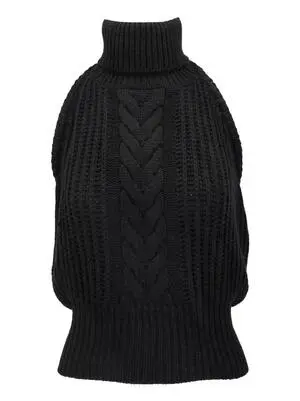 Isaia Cable Knit Roll-neck Sleeveless Sweater - Black