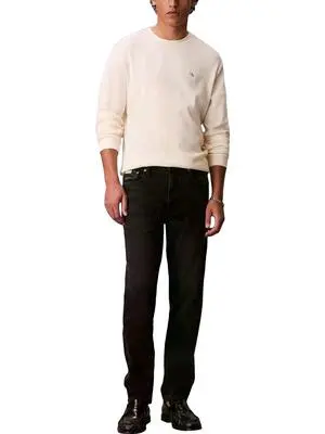 Calvin Klein Straight Leg Jeans With Logo Patch - Black