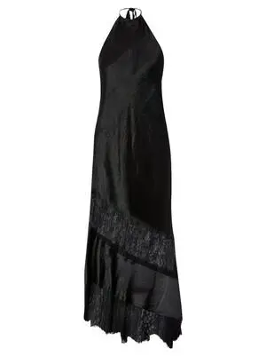 Pinko Lace-panelled Halterneck Midi Dress - Black