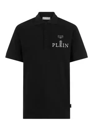 Philipp Plein Logo-detail Cotton Polo Shirt - Black