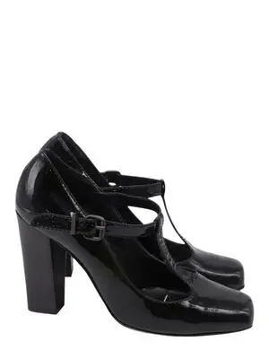 Fendi Square Toe Mary Jane Pumps With T-bar Strap - Black
