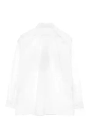 Prada Long-sleeve Shirt With Spread Collar And Chest Flap Pockets - White