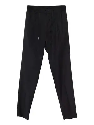 Tagliatore Dark Drawstring Waistband Pleated Trousers - Blue