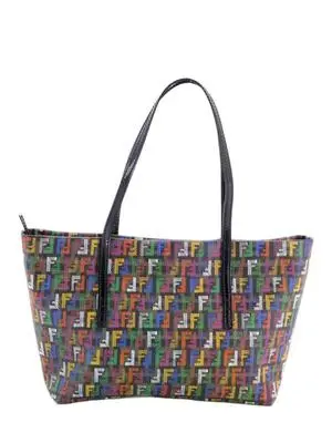 Fendi Roll Zucchino Coated Canvas Small Tote Bag - Brown