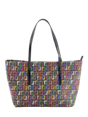 Fendi Roll Zucchino Coated Canvas Small Tote Bag - Brown