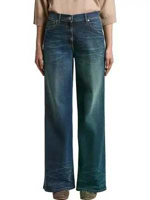 Peserico Whiskered Wide-leg Jeans - Blue