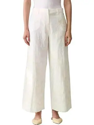 PEDRO DEL HIERRO Embroidered Wide-leg Trousers - White