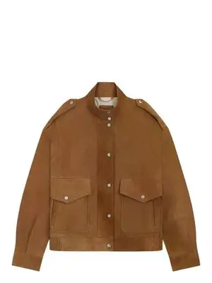 BOSS Suede Panelled Jacket - Brown