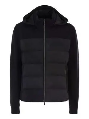 MOORER Quilted Rib-knit Jacket - Blue