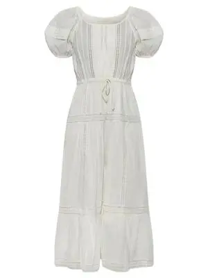 Ulla Johnson Isolde Lace-trimmed Tiered Midi Dress - White