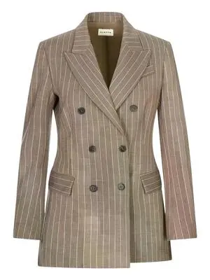 P.a.r.o.s.h Double-breasted Pinstripe Blazer - Brown