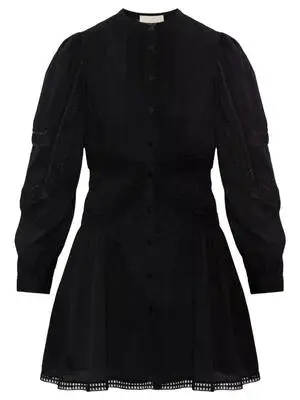 Ulla Johnson Ulla Johnson Elysia Crochet-Trimmed Mini Dress Black
