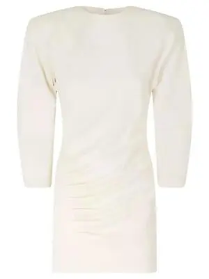 Andamane Ruched Shoulder-pad Mini Dress - Neutrals