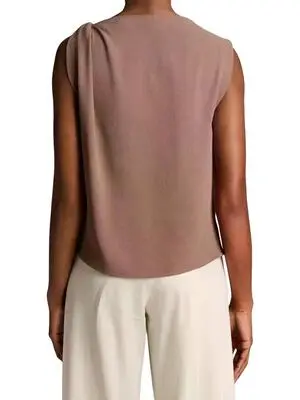 Vince Draped Shoulder Sleeveless Top - Brown