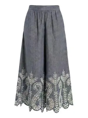 CHRISTY LYNN Carter Embroidered Wide-leg Trousers - Blue