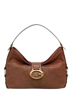 Guess Woven Design Logo Plaque Tote Bag - Brown