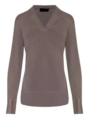 F.IT F.i.t. V-neck Long Sleeve Top - Brown