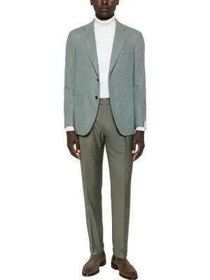 BERWICH Pleated Detail Wool Trousers - Green