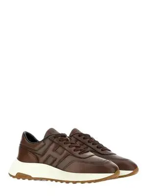 Hogan Logo-patch Sneakers - Brown