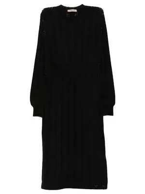 TWINSET Pointelle Knit Midi Dress - Black