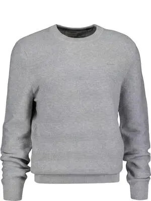 Gant Crewneck Sweater With Ribbed Details - Grey