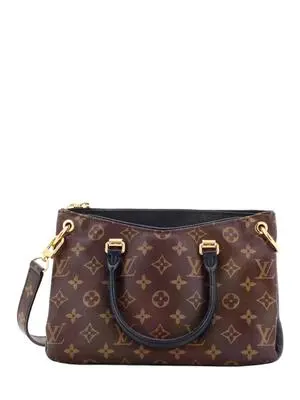 LOUIS VUITTON Louis Vuitton Pallas Tote Monogram Canvas With Leather BB Shoulder Bag Black