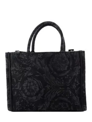 Versace Athena Convertible Barocco Jacquard Small Tote Bag - Black