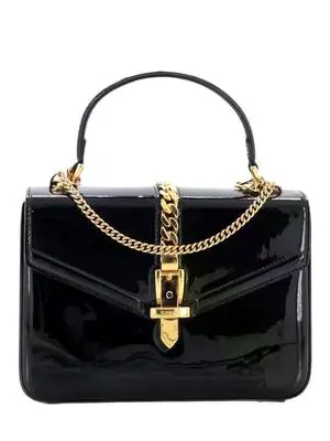 Gucci Sylvie 1969 Patent Mini Satchel Bag - Black