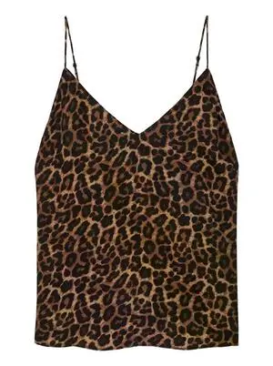 ANINE BING Leopard Print V-neck Camisole - Brown