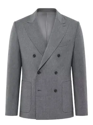 PAOLO PECORA Double-breasted Patch-pocket Blazer - Grey