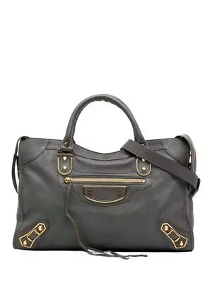 BALENCIAGA Balenciaga Goatskin Motocross Classic Metallic Edge City Satchel