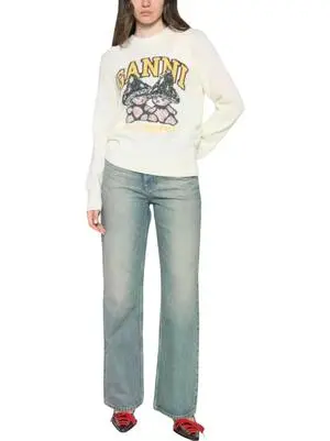 GANNI Intarsia-knit Pullover - Neutrals