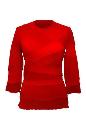 Alexander McQueen Patchwork Accent Top - Red