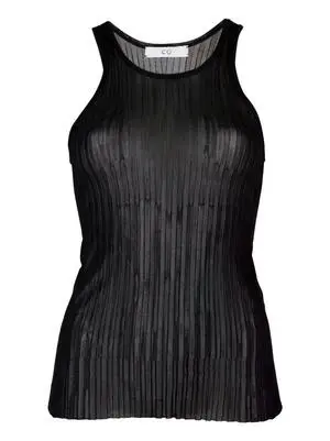 Co Sleeveless Ribbed Knit Top - Black