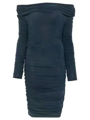 Patrizia Pepe Draped Off-shoulder Mini Dress - Blue