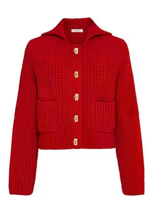 FERRAGAMO Wool Cashmere Cardigan With Gancini Buttons - Red