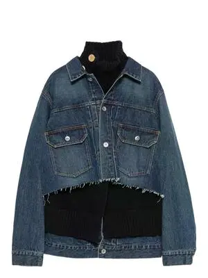 Sacai Panelled Denim Jacket - Blue