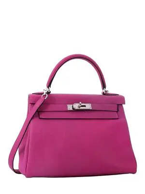 Hermès Hermès Kelly Handbag Togo Leather Palladium Hardware 28 Satchel Pink