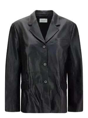 Magda Butrym Single-breasted Leather Blazer - Black