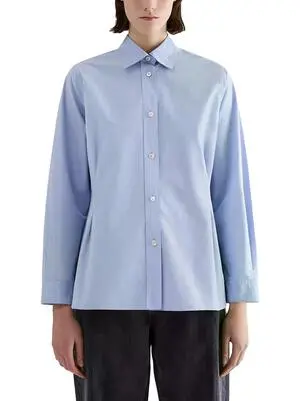 JIL SANDER Pleated Waist Fil-à-fil Shirt - Blue