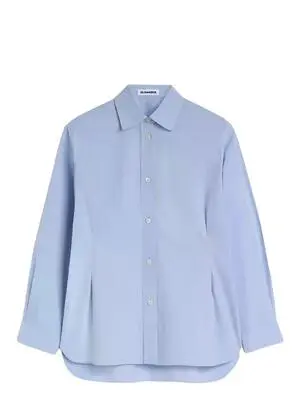JIL SANDER Jil Sander Pleated Waist Fil-à-Fil Shirt
