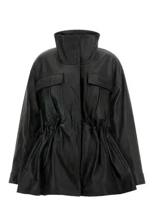 RÓHE Sculptural Waist Leather Jacket - Black