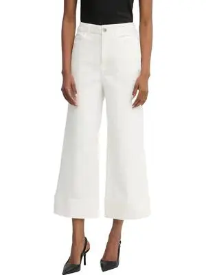 MORGAN Wide-leg Cropped Jeans - White
