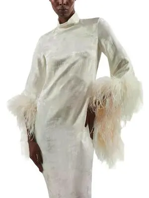TALLER MARMO Del Rio Feather-trim Midi Dress - White