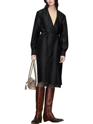 MAISON MARGIELA Fold-collar Midi Dress - Black