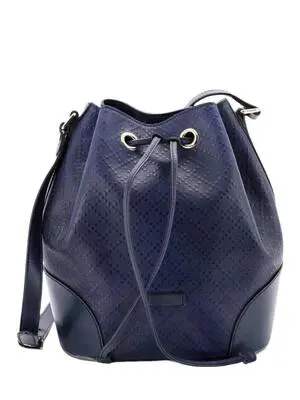 Gucci Diamante Leather Small Bucket Bag - Blue