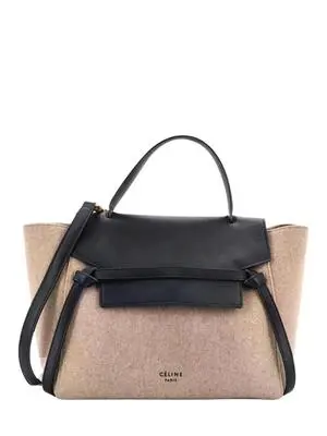 Celine Belt Bag Felt And Leather Mini Satchel - Black