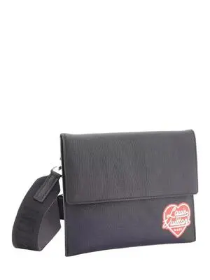 LOUIS VUITTON Trio Messenger Pouch Monogram Denim And Taurillon Leather Clutch Bag - Black